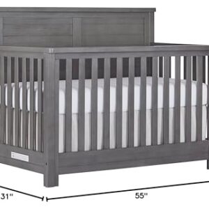 Evolur Belmar Flat 5-in-1 Convertible Crib in Rustic Grey, Features 3 Mattress Height Settings, Greenguard Gold Certified, Made of Kiln-Dried Hardwood