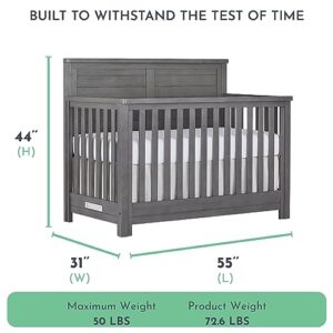 Evolur Belmar Flat 5-in-1 Convertible Crib in Rustic Grey, Features 3 Mattress Height Settings, Greenguard Gold Certified, Made of Kiln-Dried Hardwood