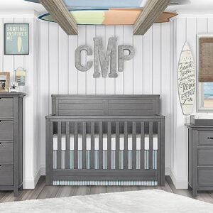 Evolur Belmar Flat 5-in-1 Convertible Crib in Rustic Grey, Features 3 Mattress Height Settings, Greenguard Gold Certified, Made of Kiln-Dried Hardwood