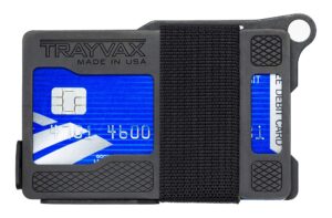 trayvax armored summit wallet, rfid front pocket metal credit card holder with money clip, slim minimalist wallet for men and women, shadow black