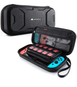 mumba carrying case for nintendo switch oled/switch, deluxe protective travel carry case pouch for nintendo switch console & accessories (black)