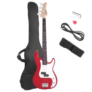 glarry electric bass guitar full size 4 string rosewood basswood fire style exquisite burning bass (red)