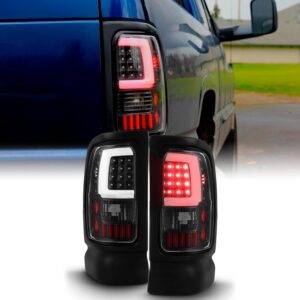 akkon - for 1994-2001 dodge ram 1500 2500 3500 black led tube tail lights lamps (driver + passenger) pair