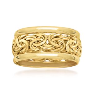 ross-simons 14kt yellow gold bordered byzantine ring. size 6