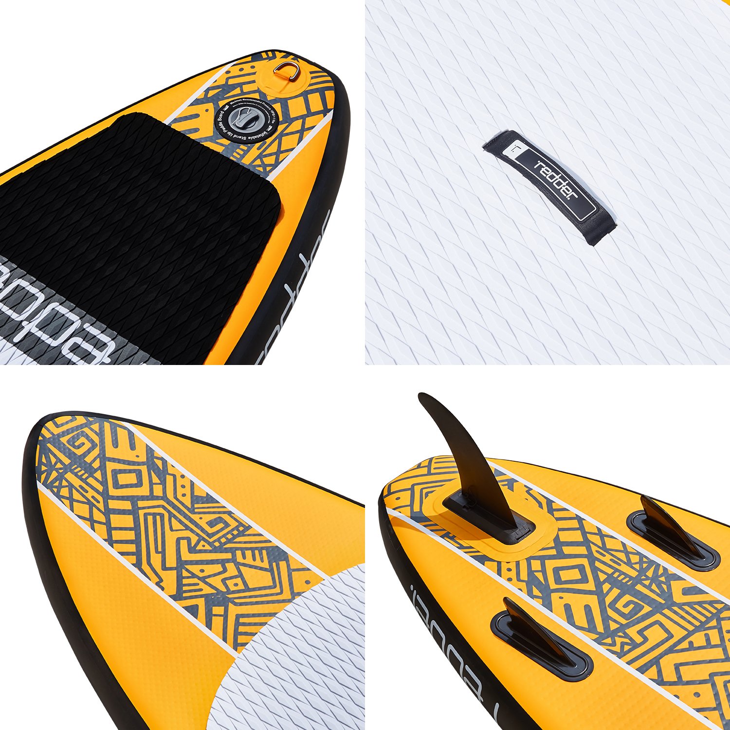 Inflatable Stand Up Paddle Board Rouge 9'0" x 30" x 4" Surf ISUP With Bravo SUP3 Double Action Hand Pump, 3 Piece Carbon & Fiberglass Paddle, 10' Leash, Portable Backpack And Repair Kit - REDDER