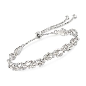 ross-simons italian sterling silver diamond-cut braided bead bolo bracelet