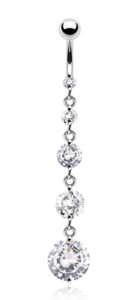 forbidden body jewelry dangle belly button rings cz crystal navel rings for women surgical steel 14g