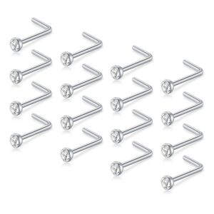 d.bella silver nose studs, 20g silver nose ring bend nose ring l shaped nose stud for body piercing jewelry