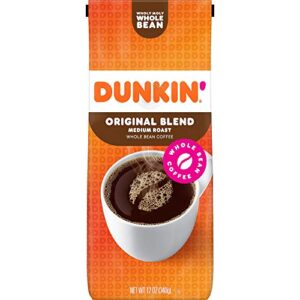 dunkin' original blend medium roast whole bean coffee, 12 ounces (pack of 6)