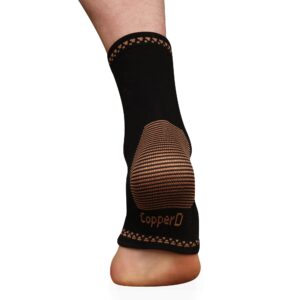 Copper D 1 Sleeve Black Copper Rayon from Bamboo Copper Compression Ankle for Relief from Injuries and more or Comfort Support for Every Day Uses, Large Xlarge