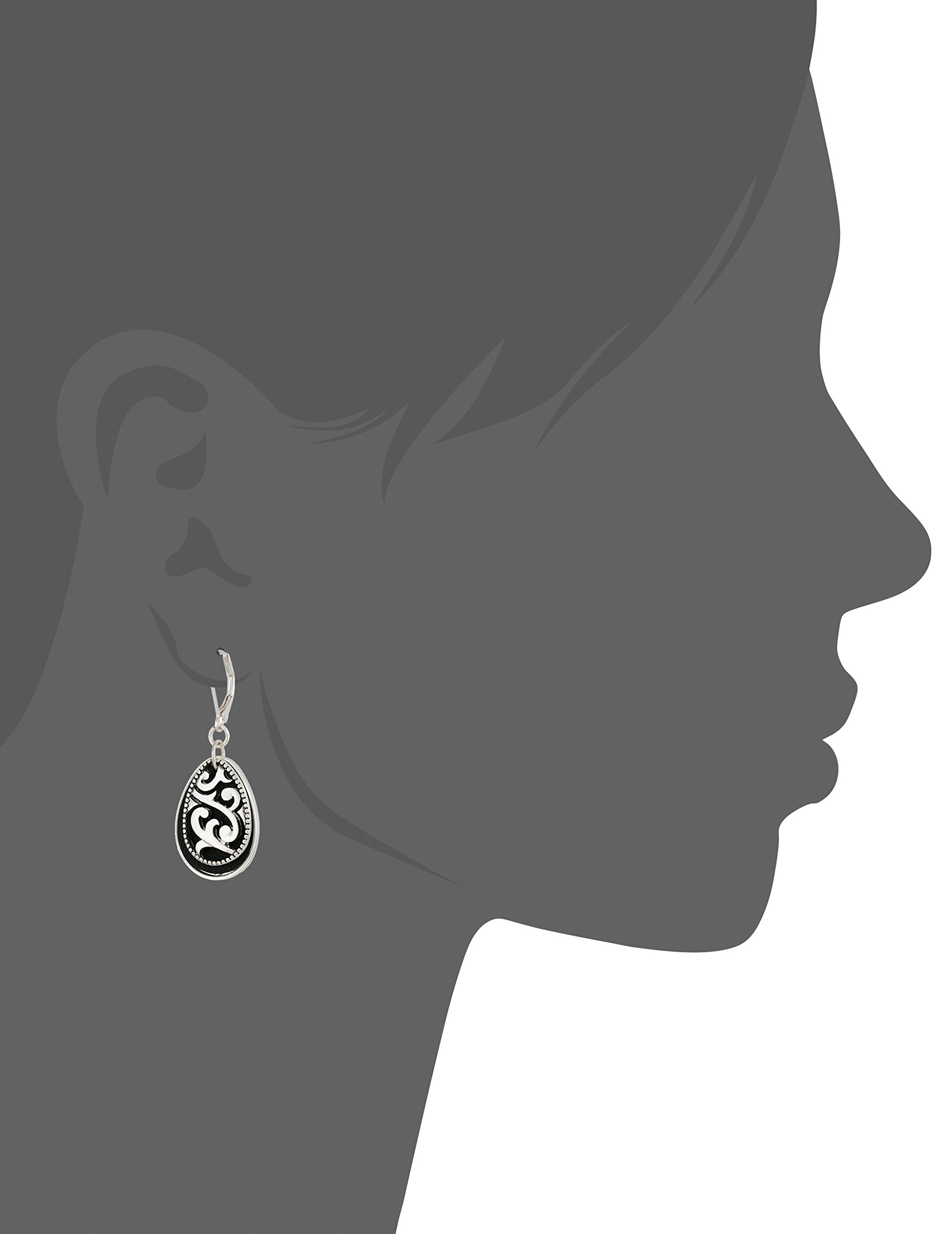 Napier Jet Black and Leather Teardrop Drop Earrings