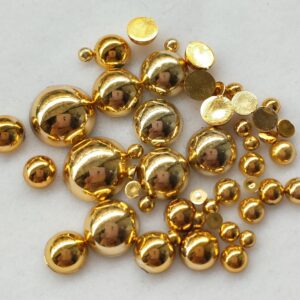 Chenkou Craft 3000PCS 7 Sizes (2.5/3/4/5/6/8/10mm) 1 Box Gold Round Flatback Imitation Half Pearls Bead Loose Beads Gem (Gold Half Ball)