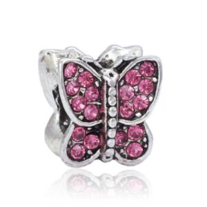 butterfly charm bead for bracelets (pink)