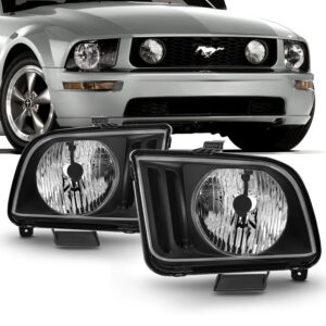 akkon - for 2005 2006 2007 2008 2009 ford mustang oe direct replacement black headlights lamp left + right