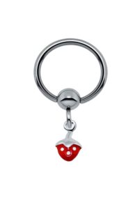 nose ring bling 316l surgical steel strawberry captive bead charm ear cartilage hoop 1/4" - 6mm 16g