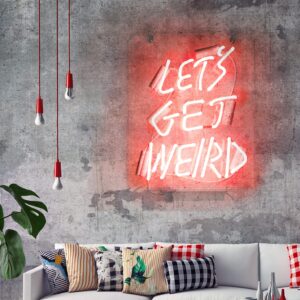 neon signs let's get weird pink neon sign for wall bedroom funny wall sign decor neon room lights neon signs girls custom neon words for home, office, apartment, studio, party, christmas decor