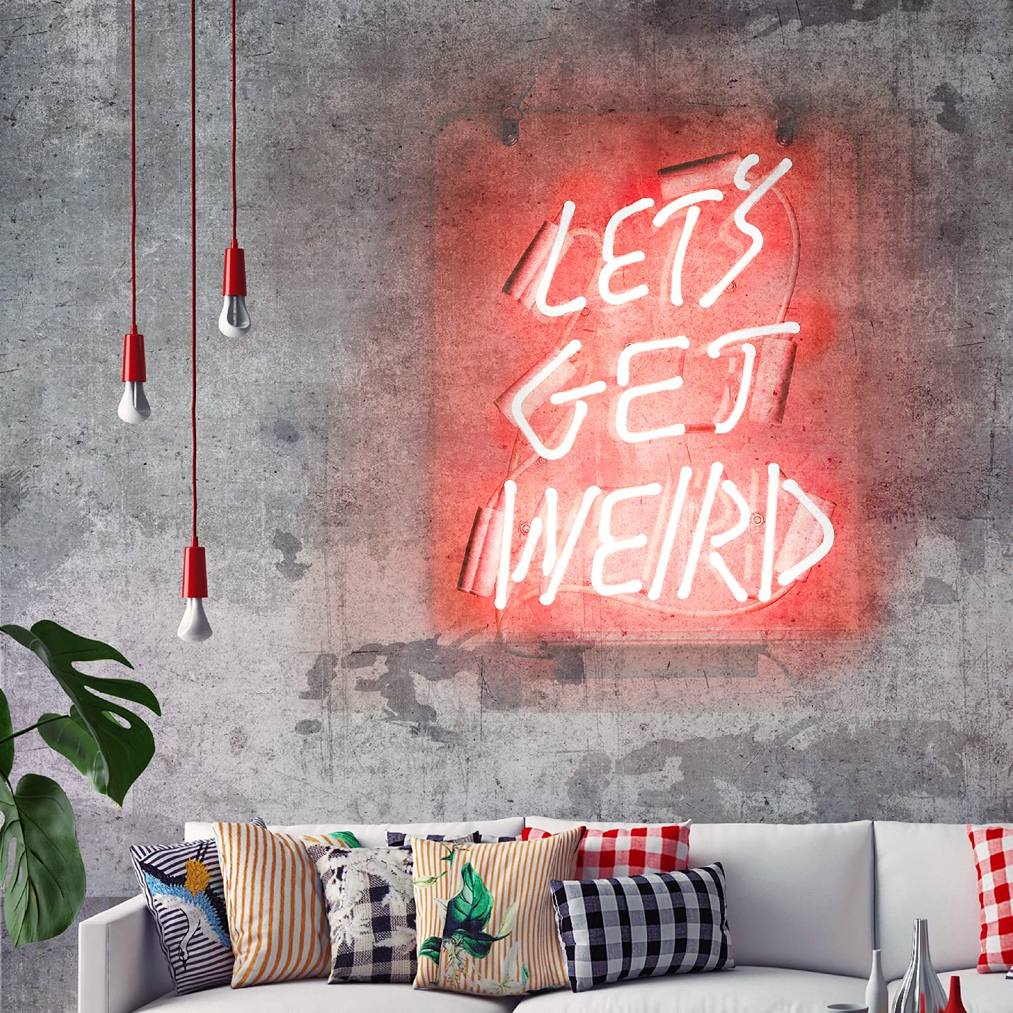 Neon Signs Let's Get Weird Pink Neon Sign for Wall Bedroom Funny Wall Sign Decor Neon Room Lights Neon Signs Girls Custom Neon Words for Home, Office, Apartment, Studio, Party, Christmas Decor