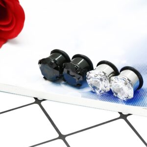 JOERICA 2 Pairs Stainless Steel Ear Gauges CZ Plugs Tunnel Ear Expander Stretcher Piercing 1/2''(12MM)