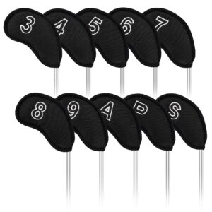 craftsman golf 10 pcs/set meshy golf iron headcovers set for taylormade callaway ping (black)