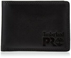 timberland pro mens leather rfid with removable flip pocket card carrier wallet, black/brandy, one size us