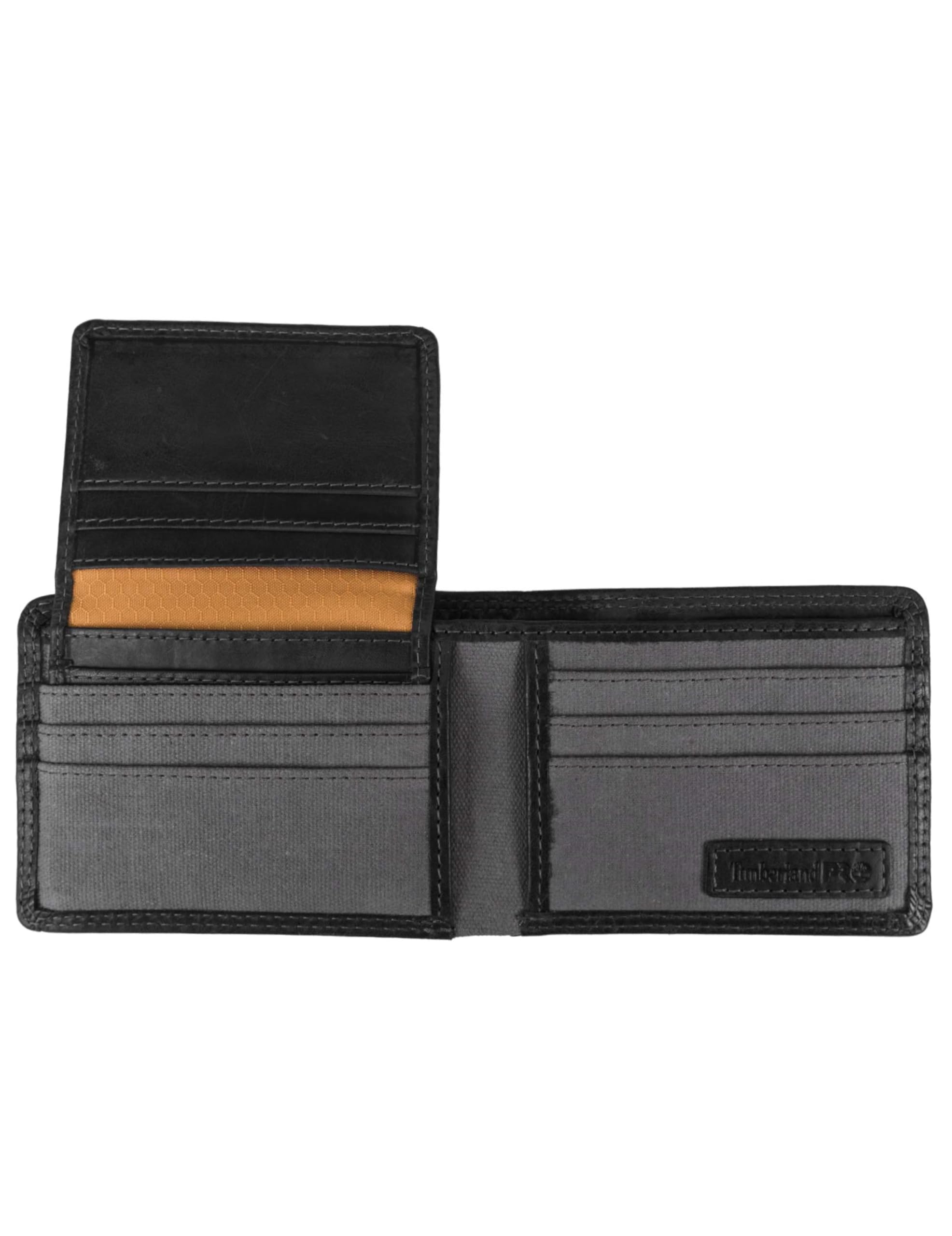 Timberland PRO mens Leather Rfid With Removable Flip Pocket Card Carrier Wallet, Black/Brandy, One Size US