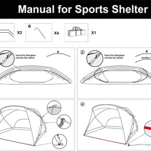 ALPHA CAMP 3 Person Sports/Beach Shelter Easy Up Sun Shade - 9’ x 6’ Blue