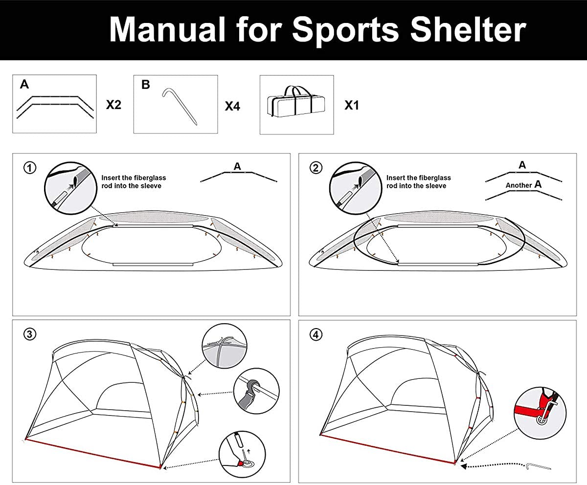 ALPHA CAMP 3 Person Sports/Beach Shelter Easy Up Sun Shade - 9’ x 6’ Blue