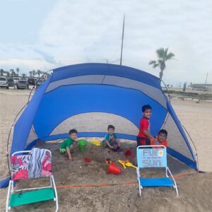 ALPHA CAMP 3 Person Sports/Beach Shelter Easy Up Sun Shade - 9’ x 6’ Blue