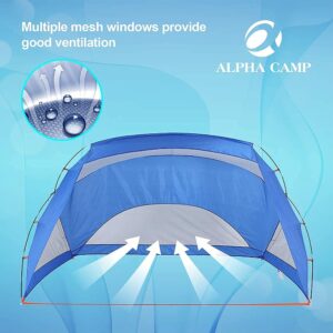 ALPHA CAMP 3 Person Sports/Beach Shelter Easy Up Sun Shade - 9’ x 6’ Blue