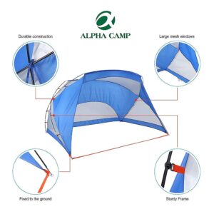 ALPHA CAMP 3 Person Sports/Beach Shelter Easy Up Sun Shade - 9’ x 6’ Blue