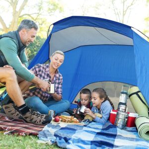 ALPHA CAMP 3 Person Sports/Beach Shelter Easy Up Sun Shade - 9’ x 6’ Blue