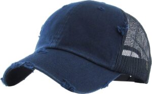 funky junque distressed trucker dad hat - navy