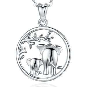 aeonslove elephant necklace, 925 sterling silver, mother daughter jewelry, pendant, women's, gift