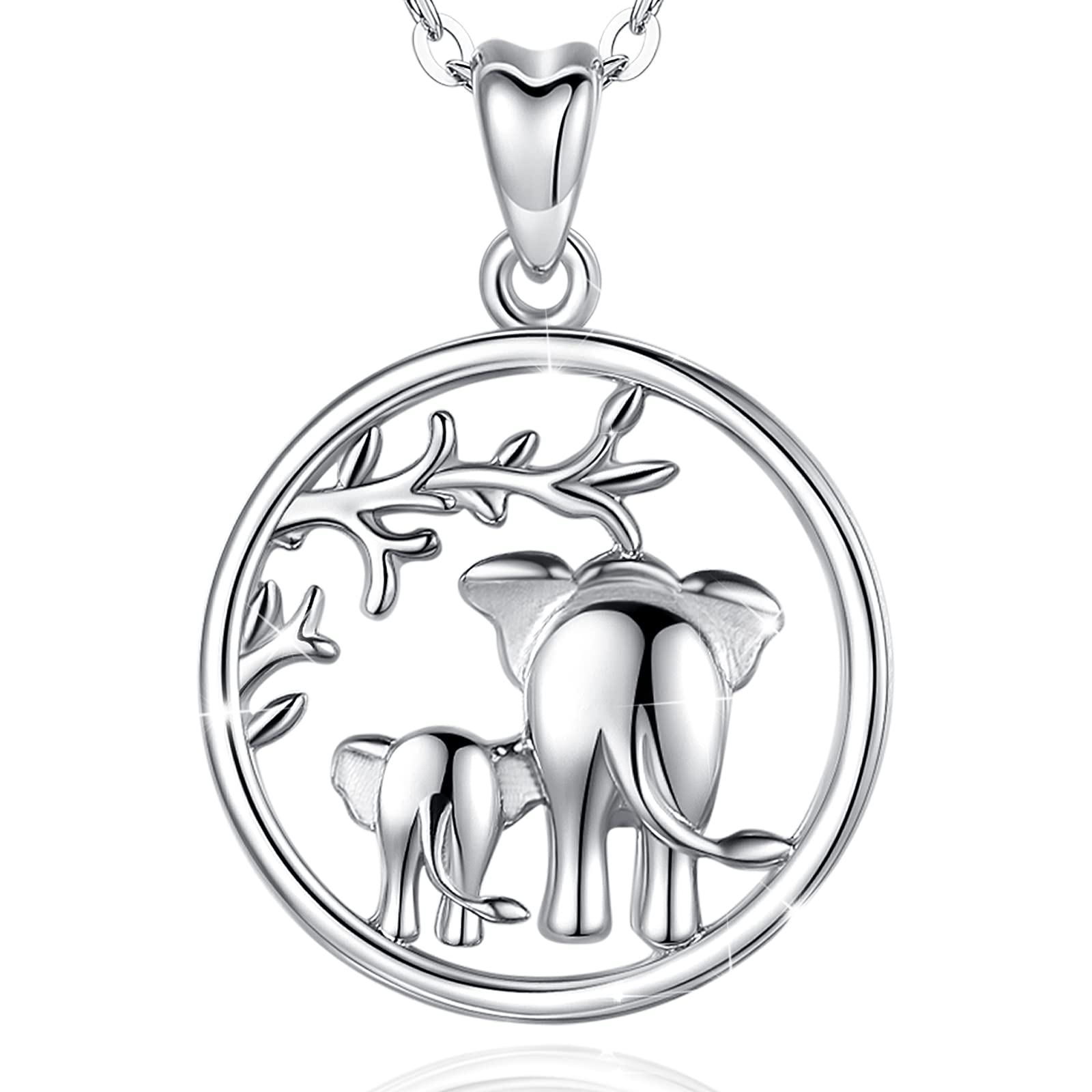 AEONSLOVE Elephant Necklace, 925 Sterling Silver, Mother Daughter Jewelry, Pendant, Women's, Gift