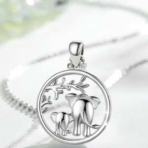 AEONSLOVE Elephant Necklace, 925 Sterling Silver, Mother Daughter Jewelry, Pendant, Women's, Gift