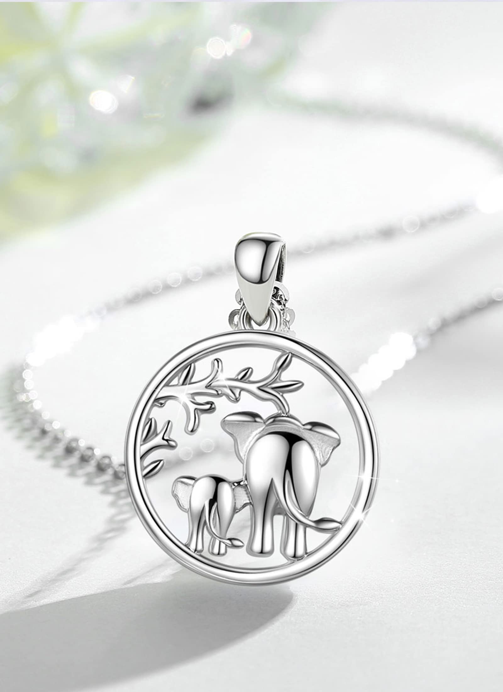 AEONSLOVE Elephant Necklace, 925 Sterling Silver, Mother Daughter Jewelry, Pendant, Women's, Gift