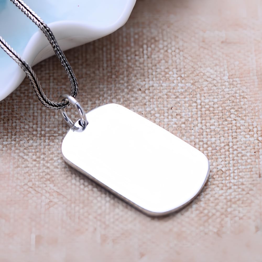 Blank Solid 999 Sterling Silver Dog Tag Pendant for Men Women