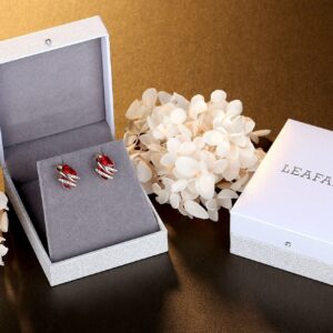 Leafael Wish Stone Stud Earrings with Ruby Red Birthstone Crystal for January and July, 18K Rose Gold Plated