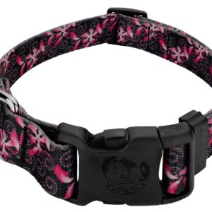 Country Brook Petz - Deluxe Dog Collar - for Durability, Comfort & Style - Vibrant Floral Collection with Charming Design - Pink Honeysuckle Breeze, Large