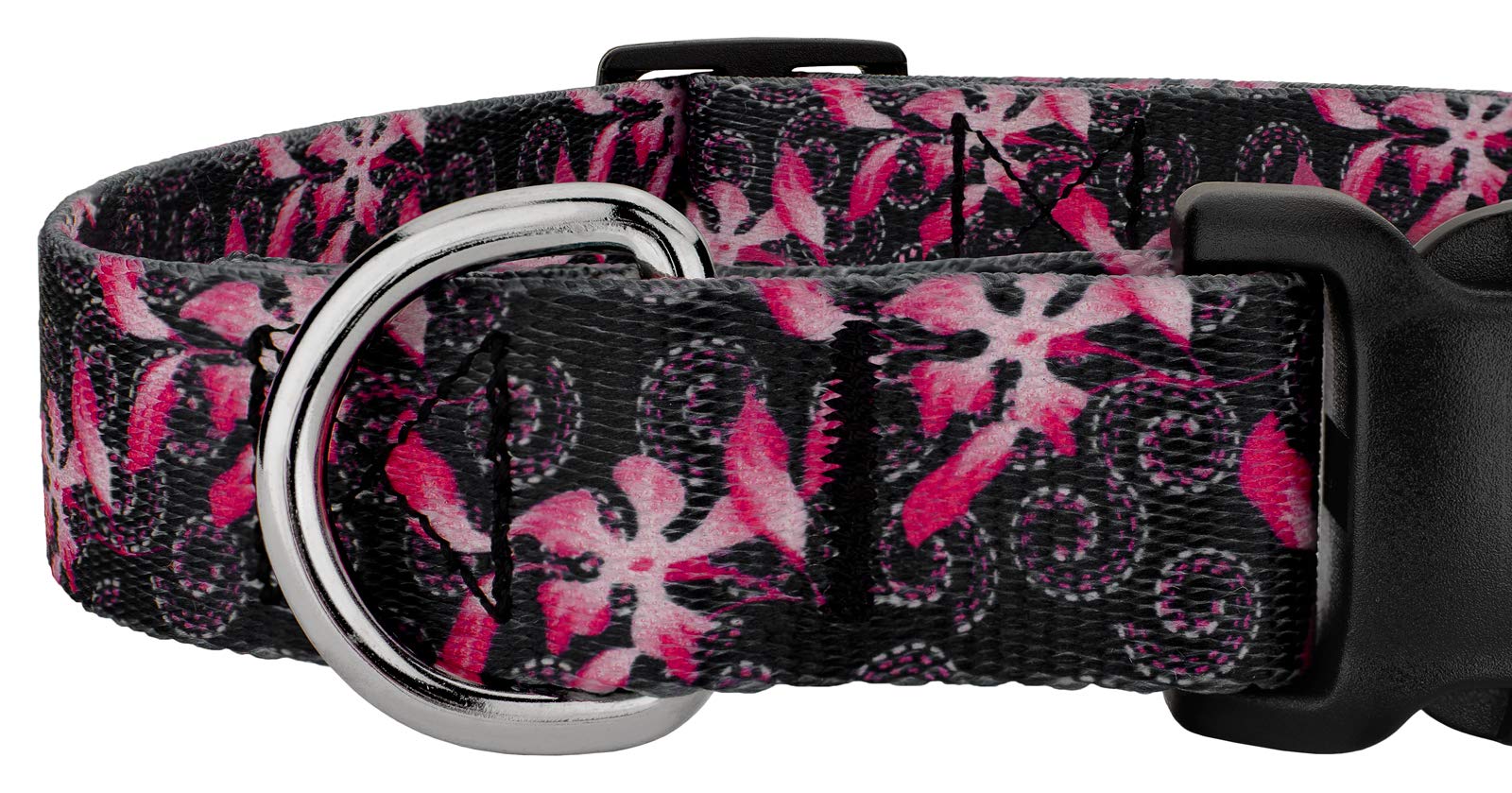 Country Brook Petz - Deluxe Dog Collar - for Durability, Comfort & Style - Vibrant Floral Collection with Charming Design - Pink Honeysuckle Breeze, Large