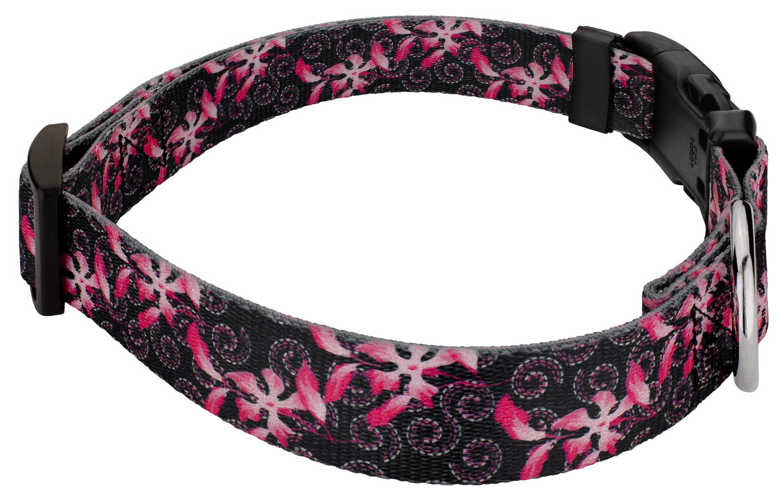 Country Brook Petz - Deluxe Dog Collar - for Durability, Comfort & Style - Vibrant Floral Collection with Charming Design - Pink Honeysuckle Breeze, Large