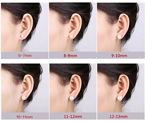 ALYC Pearl Earrings Genuine Freshwater Cultured Pearl White Button Stud Earrings with 925 Sterling Silver for Women(9.5-10.0mm)