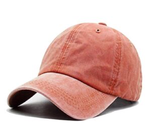 unisex vintage washed distressed baseball cap twill adjustable dad hat,d-orange,one size