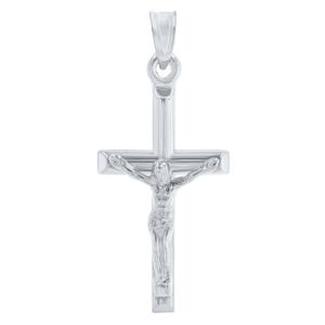 jewelry america 14k white gold polished religious cross tubular crucifix pendant