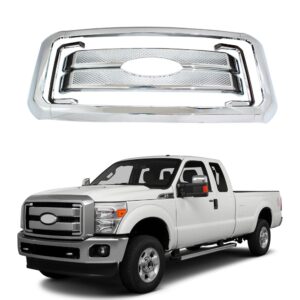 ninte grill covers for 2011-2016 ford f-250 f-350 f-450 super duty - abs chrome front bumper hood grille cover - 8pcs（not the replacement）