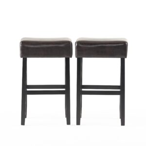 christopher knight home lopez leather backless bar stools, 2-pcs set, brown