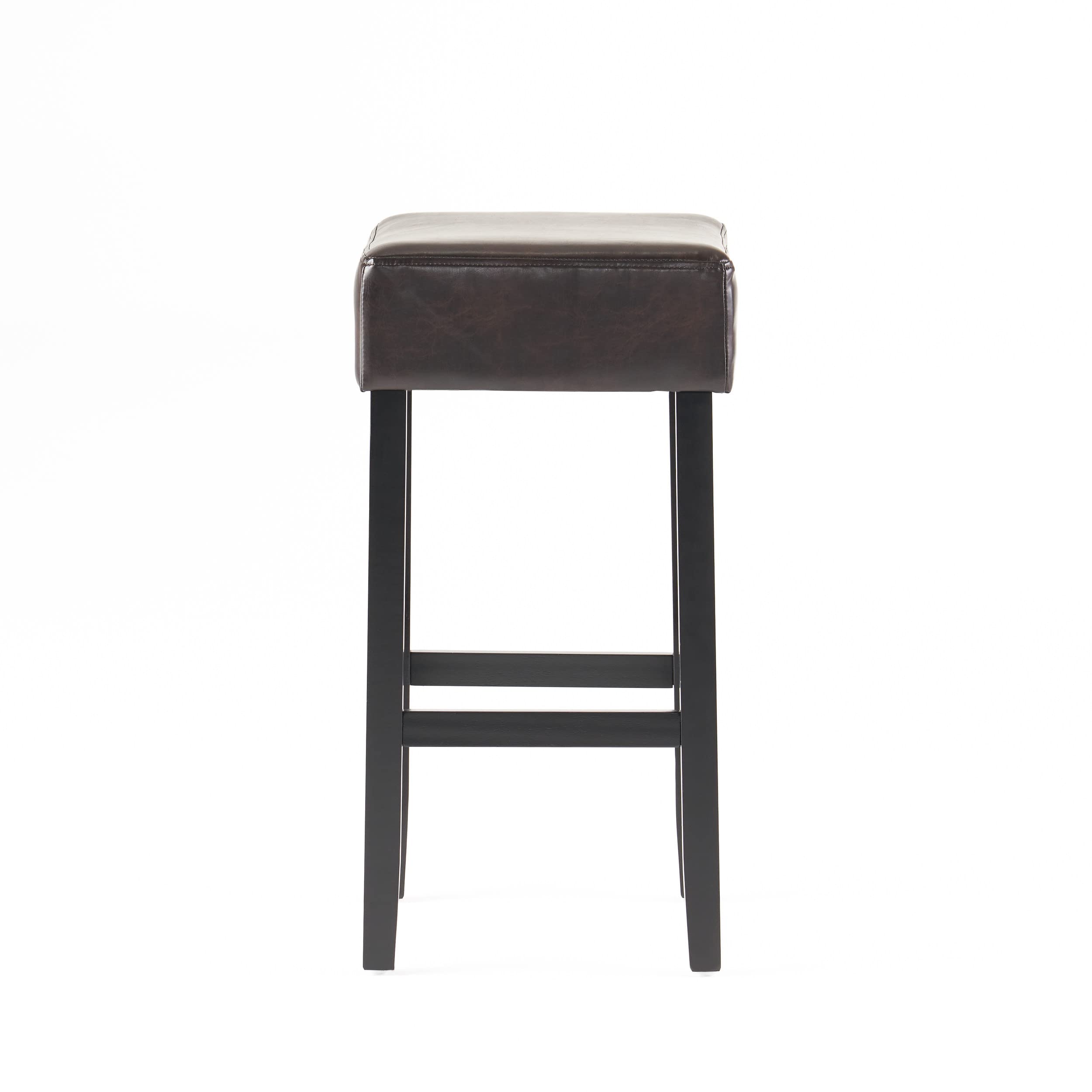 Christopher Knight Home Lopez Leather Backless Bar Stools, 2-Pcs Set, Brown