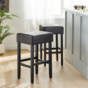 Christopher Knight Home Lopez Leather Backless Bar Stools, 2-Pcs Set, Brown