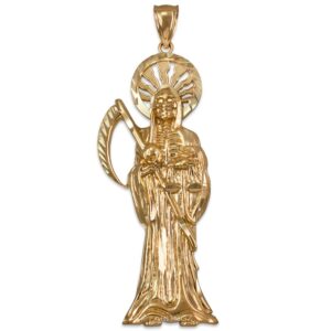 la blingz 14k yellow gold santa muerte dc pendant