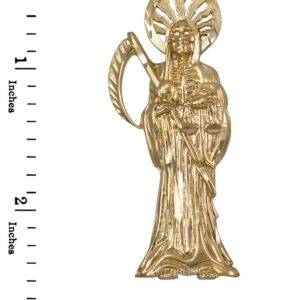 LA BLINGZ 14K Yellow Gold Santa Muerte DC Pendant